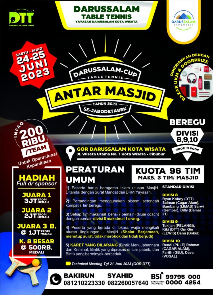 Darussalam Table Tennis Tournament – Masjid Darussalam Kota Wisata Cibubur